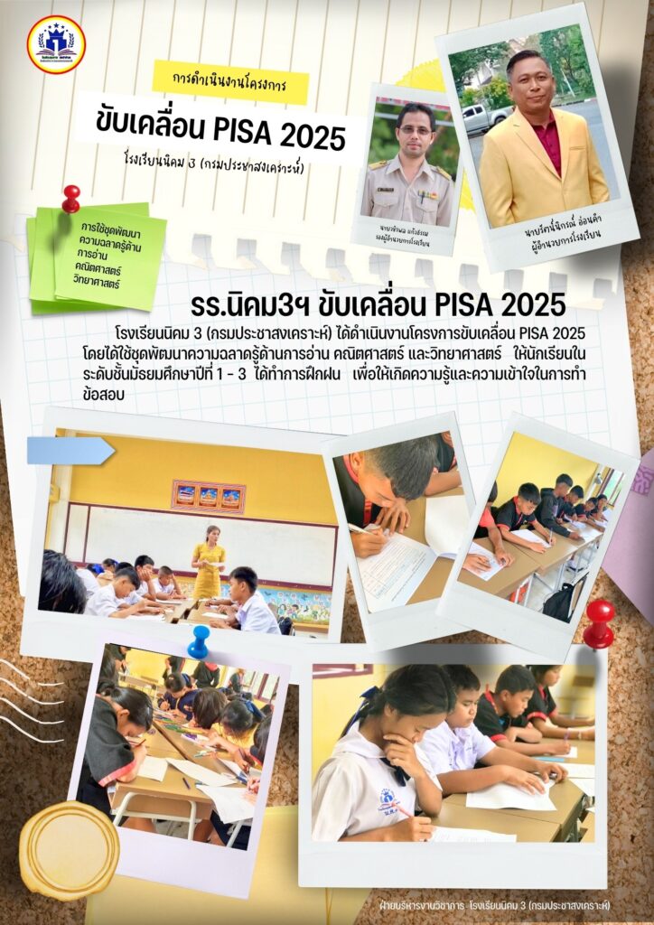 การดำเนินการขับเคลื่อน PISA 2025 - โรงเรียนนิคม 3 กรมประชาสงเคราะห์